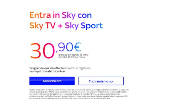 Monopattino Elettrico Gratis Con Sky Ritorna La Grande Offerta Webnews